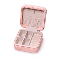 China Single Layer Leather Jewelry Organizer Box 12x12x5cm Portable Gift Case for sale