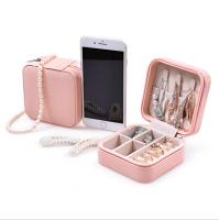 China Single Layer Leather Jewelry Organizer Box 12x12x5cm Portable Gift Case for sale
