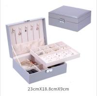 China Portable Genuine Leather Jewelry Organizer Box 23x18x9cm Large Capacity Custom for sale