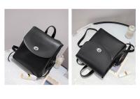 China Black PU Leather Convertible Bucket Backpack 21x13x24cm ODM Rucksack for sale
