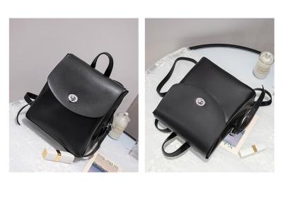 China Black PU Leather Convertible Bucket Backpack 21x13x24cm ODM Rucksack for sale