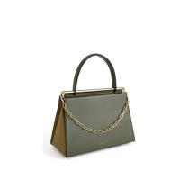 China Green Leather Briefcase 24cm Triangle Shaped Handbag for Women Fashion for sale