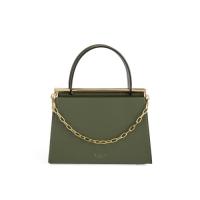 China Green Leather Briefcase 24cm Triangle Shaped Handbag for Women Fashion for sale