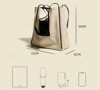 China Canvas PU Large Capacity Shoulder Bag 32x12x34cm College Student Casual Tote for sale