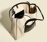 China Canvas PU Large Capacity Shoulder Bag 32x12x34cm College Student Casual Tote for sale