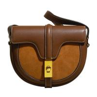 China Niche Female Crossbody Bag PU Vintage Leather Saddle Bag 20x3x16cm Tan for sale
