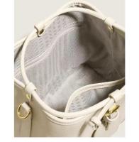 China White PU Leather Drawstring Crossbody Bag 19x12x21cm Ladies Handbag for sale