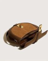 China Niche Female Crossbody Bag PU Vintage Leather Saddle Bag 20x3x16cm Tan for sale