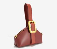 China 21cm Mini Dark Red Handbag Lockable Strap Shell Tote Bag for sale
