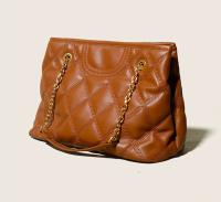 China PU Leather Chain Shoulder Bag 30x12x20cm High Capacity Diamond Quilted Messenger Bag for Women for sale