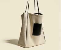 China Canvas PU Large Capacity Shoulder Bag 32x12x34cm College Student Casual Tote for sale