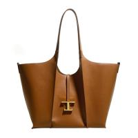 China Commuter Ladies Tote Handbag 30cm Brown Leather Tote Purse Custom Logo for sale