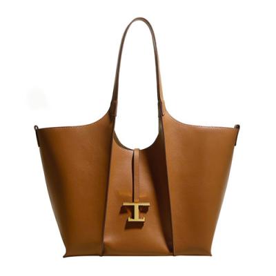 China Commuter Ladies Tote Handbag 30cm Brown Leather Tote Purse Custom Logo for sale