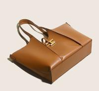 China Commuter Ladies Tote Handbag 30cm Brown Leather Tote Purse Custom Logo for sale