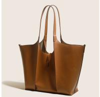China Commuter Ladies Tote Handbag 30cm Brown Leather Tote Purse Custom Logo for sale