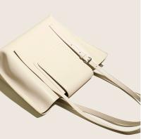 China White PU Leather Armpit Tote Handbag 29x11x26cm Zip Top BSCI Certified Ladies Work Bag for sale