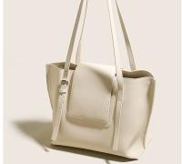 China White PU Leather Armpit Tote Handbag 29x11x26cm Zip Top BSCI Certified Ladies Work Bag for sale