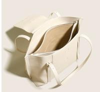 China White PU Leather Armpit Tote Handbag 29x11x26cm Zip Top BSCI Certified Ladies Work Bag for sale