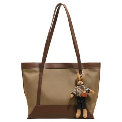 China ODM Ladies Tote Handbag 32cm 27cm Old Khaki Leather Large Capacity Bag for sale