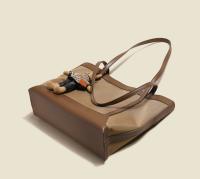 China ODM Ladies Tote Handbag 32cm 27cm Old Khaki Leather Large Capacity Bag for sale