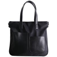 China ODM Women Nylon Bags Head Layer Cowhide Black Tote Purse 37x14x35CM Large Capacity for sale