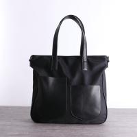 China ODM Women Nylon Bags Head Layer Cowhide Black Tote Purse 37x14x35CM Large Capacity for sale
