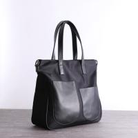 China ODM Women Nylon Bags Head Layer Cowhide Black Tote Purse 37x14x35CM Large Capacity for sale