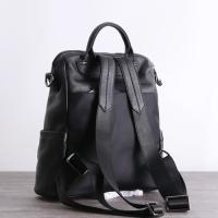 China OEM Black Genuine Leather Backpack 30cm 32cm Small Soft Leather Backpack for sale