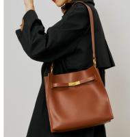 China Sedex Leather Bucket Shoulder Bag 29cm 16cm Wide Strap PU Handbag for sale