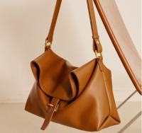 China Women Leather Over Shoulder Satchel Bag 31x12x23cm with Metal Lock Custom Logo for sale