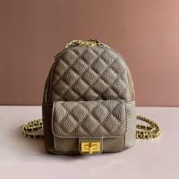 China Chain Strap Soft Quilted Backpack 17cm 21cm Cowhide Leather for sale