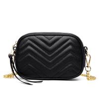 China PU Leather Crossbody Bag for Women 18cm 12cm Small Square Zippered Purse Black for sale