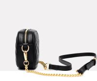 China PU Leather Crossbody Bag for Women 18cm 12cm Small Square Zippered Purse Black for sale