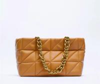 China Lingge PU Embroidered Shoulder Bag 44x4x16cm Fashion Women Handbag Chain Bag for sale