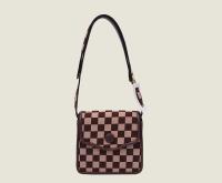 China 18cm Black And White Checkered Purse Button Closure Mini Square Bag for sale