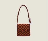 China 18cm Black And White Checkered Purse Button Closure Mini Square Bag for sale