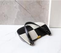 China Zippered Black White Checkered PU Armpit Handbag 30x7x18cm Light Luxury for sale
