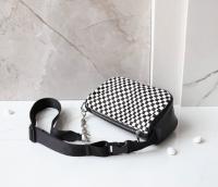 China Horsehair Checkerboard Crossbody Bag 24cm 15cm Black White PU Leather Messenger for sale