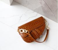 China 26x6x18cm Leather Crocodile Saddle Bag Hard PU Shoulder Crossbody Handbag for sale