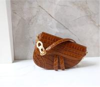 China 26x6x18cm Leather Crocodile Saddle Bag Hard PU Shoulder Crossbody Handbag for sale
