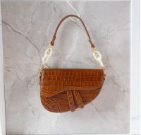 China 26x6x18cm Leather Crocodile Saddle Bag Hard PU Shoulder Crossbody Handbag for sale