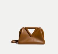 China Cowhide Ladies Clutch Bag Inverted Triangle Clip Frame 26x9x17cm Custom Logo for sale