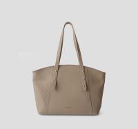 China 31x28cm Brown Soft Leather Ladies Tote Handbag Large Capacity Work Casual Bag for sale