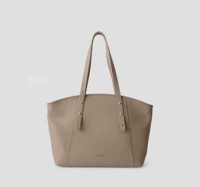 China 31x28cm Brown Soft Leather Ladies Tote Handbag Large Capacity Work Casual Bag for sale