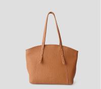 China 31x28cm Brown Soft Leather Ladies Tote Handbag Large Capacity Work Casual Bag for sale