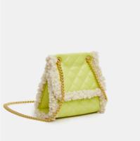 China Autumn 15cm Chain Strap Shoulder Bag Plush Rhombus Mini PU Handbag for sale