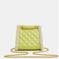 China Autumn 15cm Chain Strap Shoulder Bag Plush Rhombus Mini PU Handbag for sale