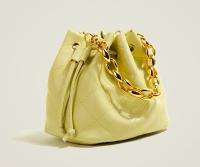 China 14cm Thick Chain Shoulder Bag First Layer Leather Drawstring Bucket Purse for sale