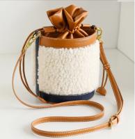 China 15cm One Strap Bucket Bag Lamb Wool Drawstring Messenger Bag for sale