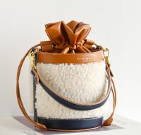 China 15cm One Strap Bucket Bag Lamb Wool Drawstring Messenger Bag for sale